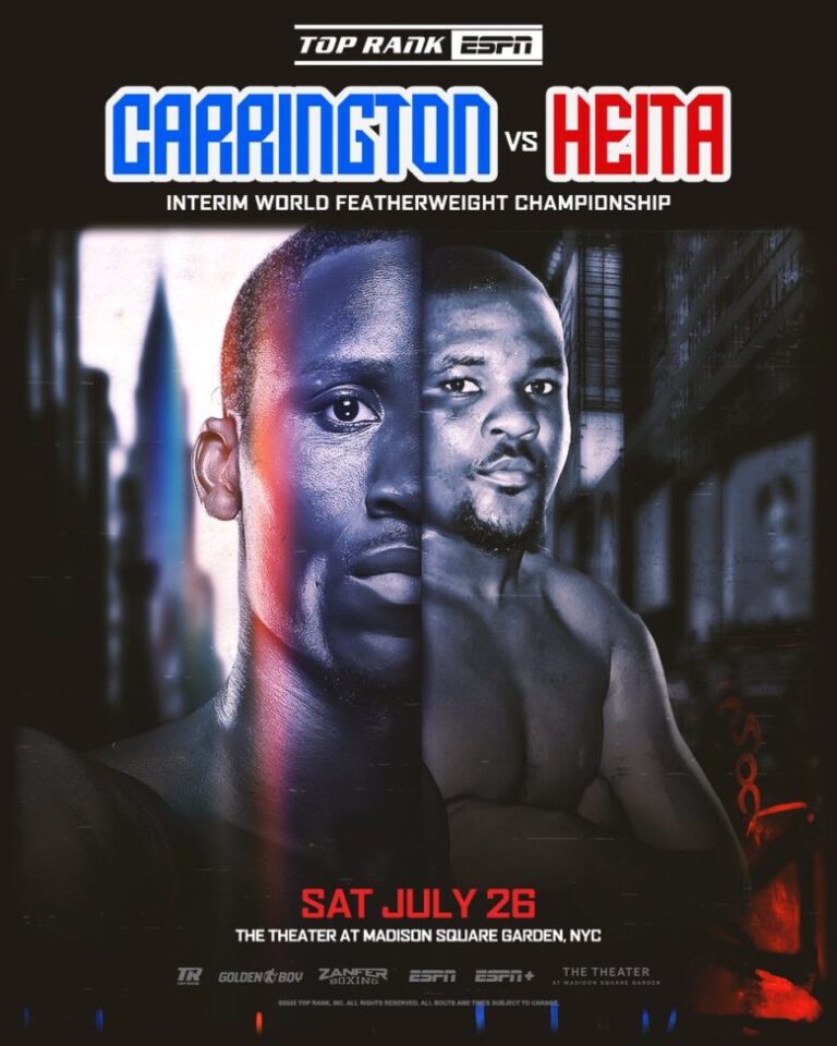 7/26 WBC世界フェザー級暫定王座決定戦 1位キャリントンvs13位ハイタ トップランクのESPN放映最終興行 – BOXING MASTER